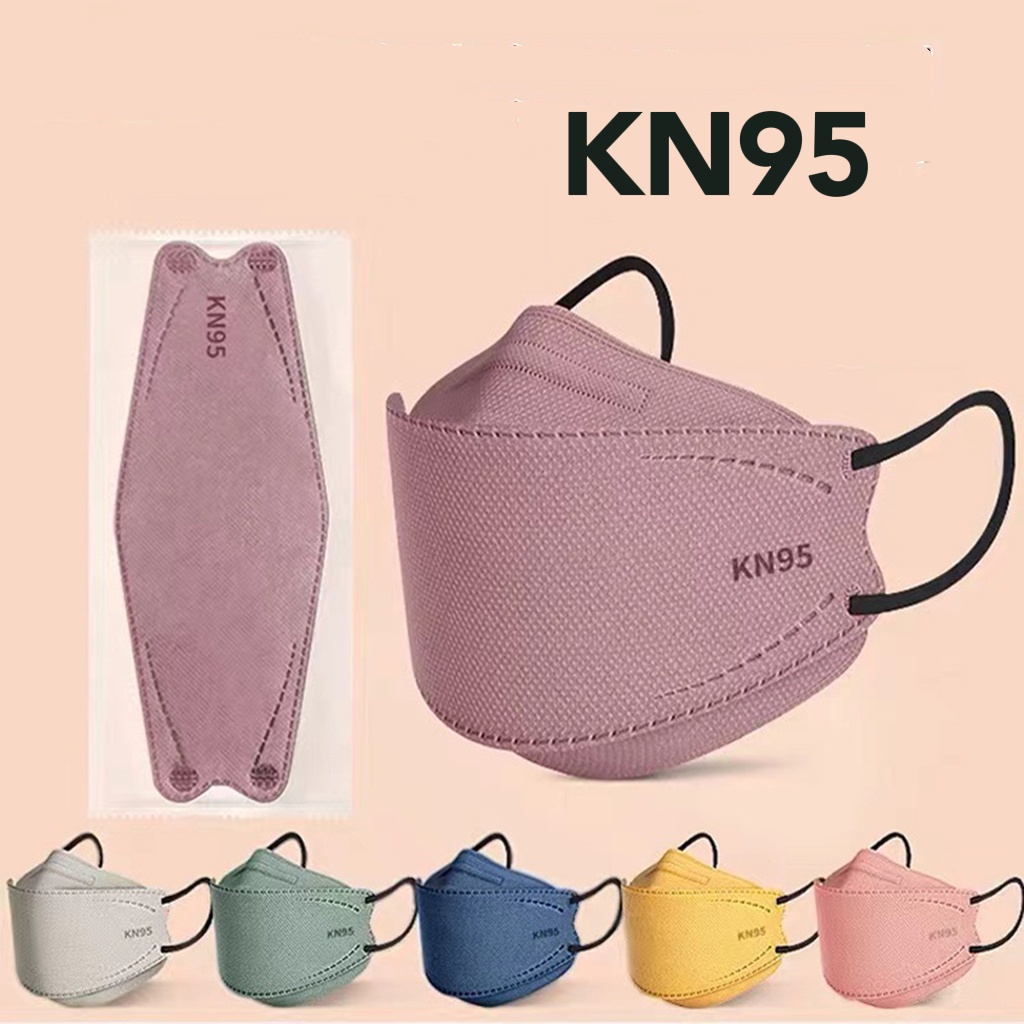 KN95 Grade Morandi Colour Fish-Shaped Single-Piece KN95 3D Protection Face Mask 5 Ply Disposable ...