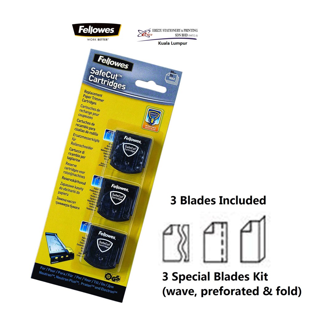 Replacement Trimmer Blades Fellowes SafeCut Rotary Trimmer Blades - 3 ...