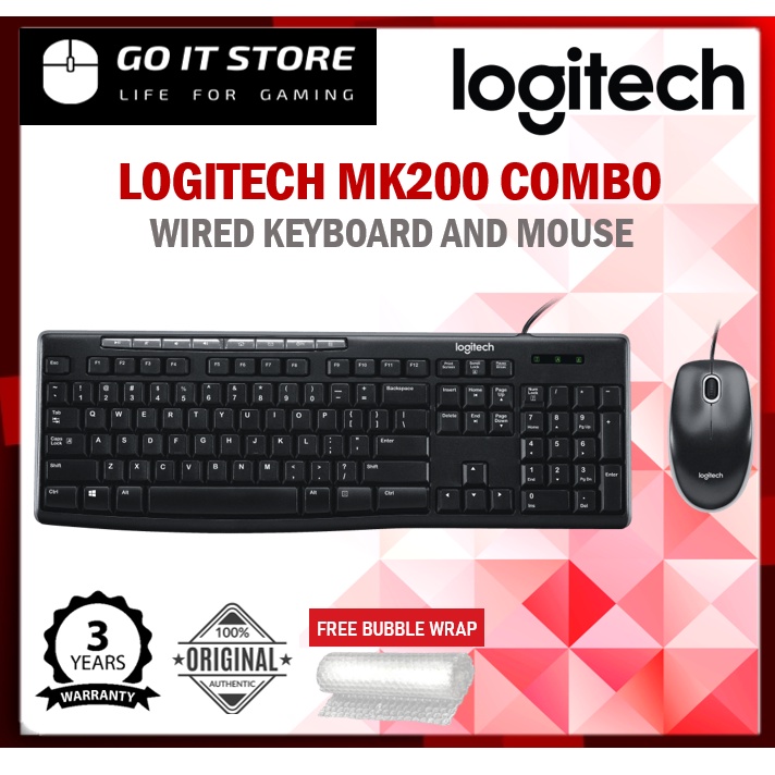 [combo Set] Logitech Mk200 Wired Keyboard And Mouse Combo Shopee Malaysia