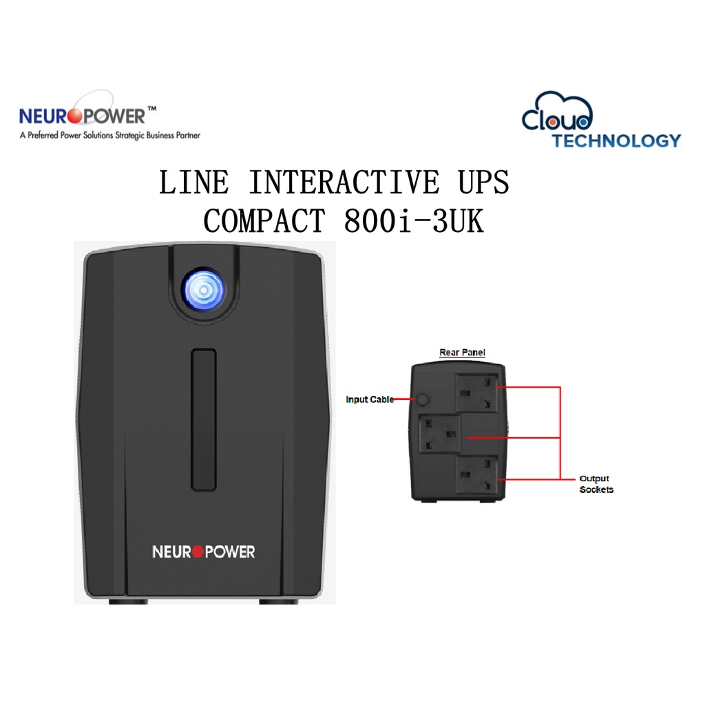NEUROPOWER COMPACT 800i-3UK 800VA LINE INTERACTIVE AFFORDABLE COMPACT ...
