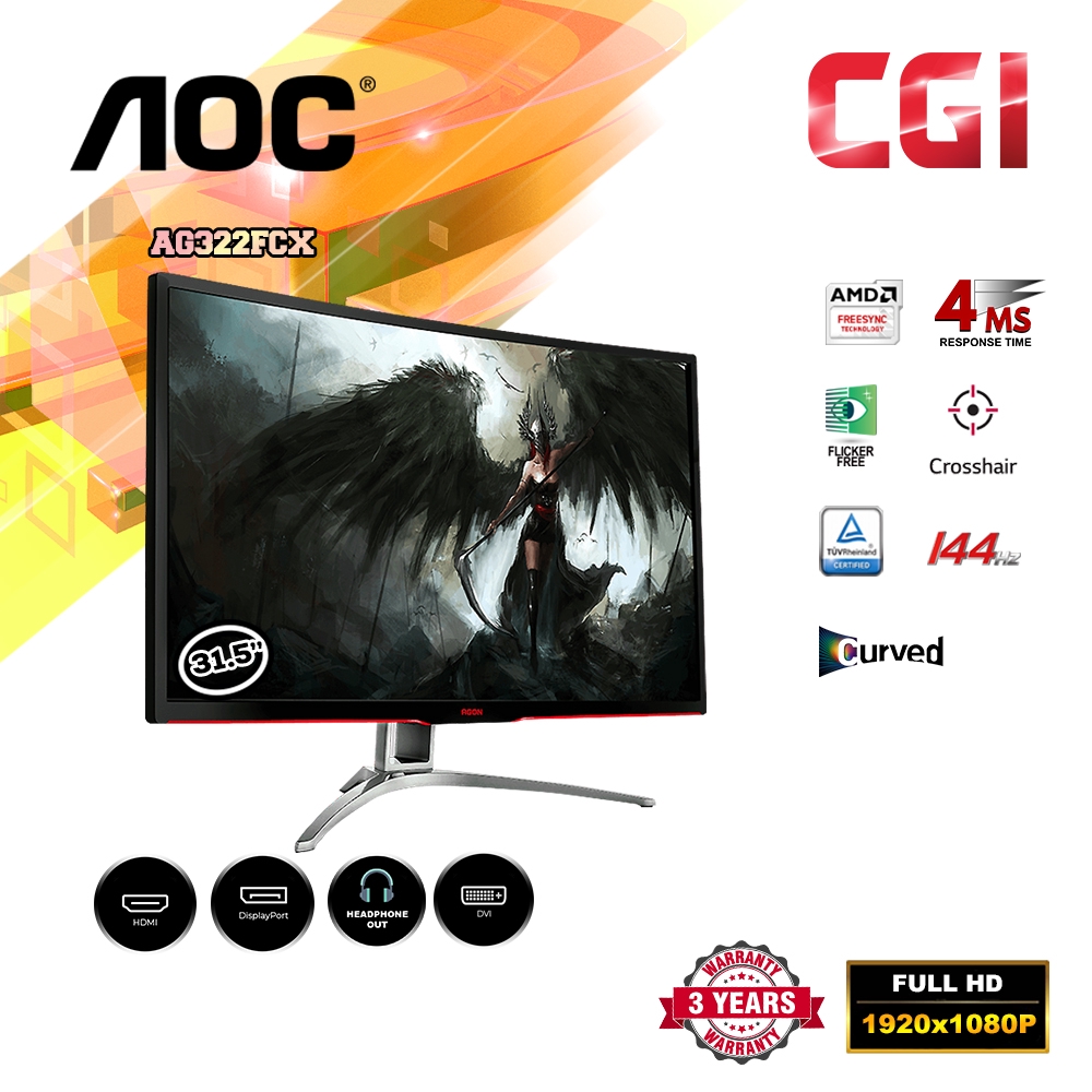 AOC 31.5" AGON AG322FCX CURVED AMD FreeSync Gaming LED Monitor | Shopee ...