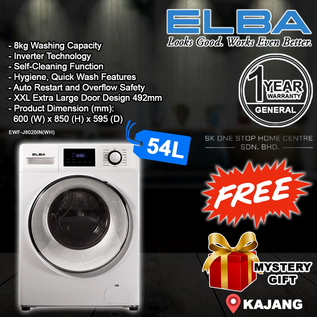 ELBA FRONT LOADING WASHER (WHITE) EWF-J8020IN(WH) | Shopee Malaysia