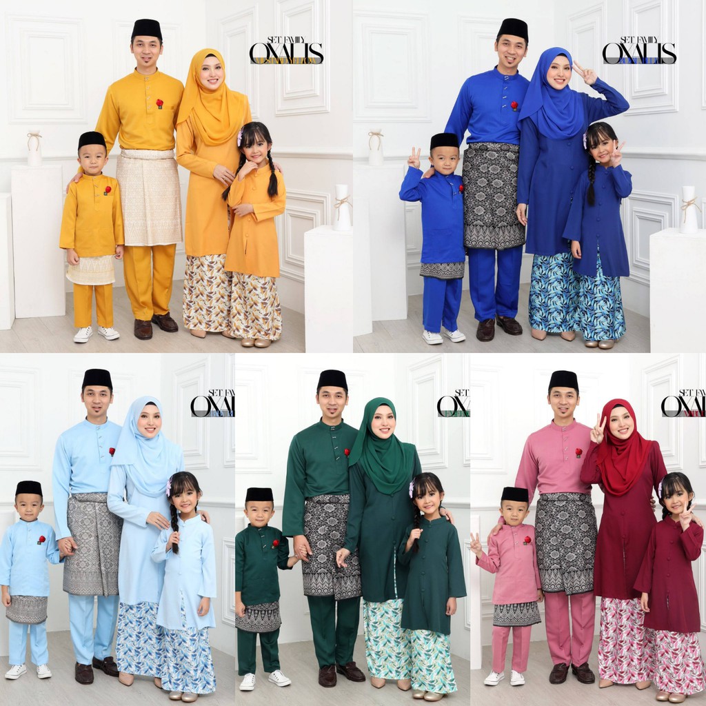 BAJU RAYA 2022 SET SEDONDON FAMILY OXALIS MUSTARD, ROYAL BLUE, BABY ...