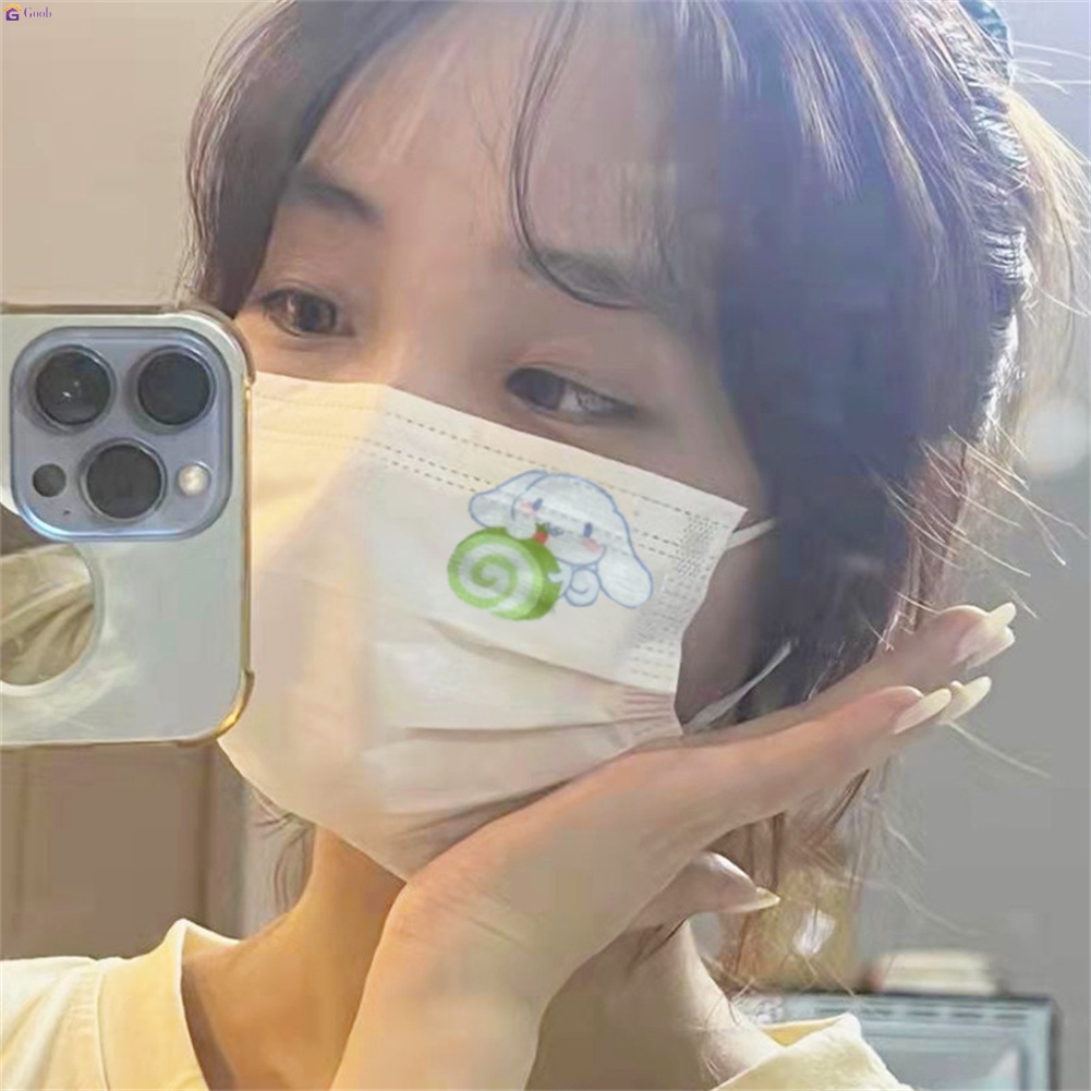 White Cartoon Mask Cinnamoroll Printing Pattern Mask White High-value ...