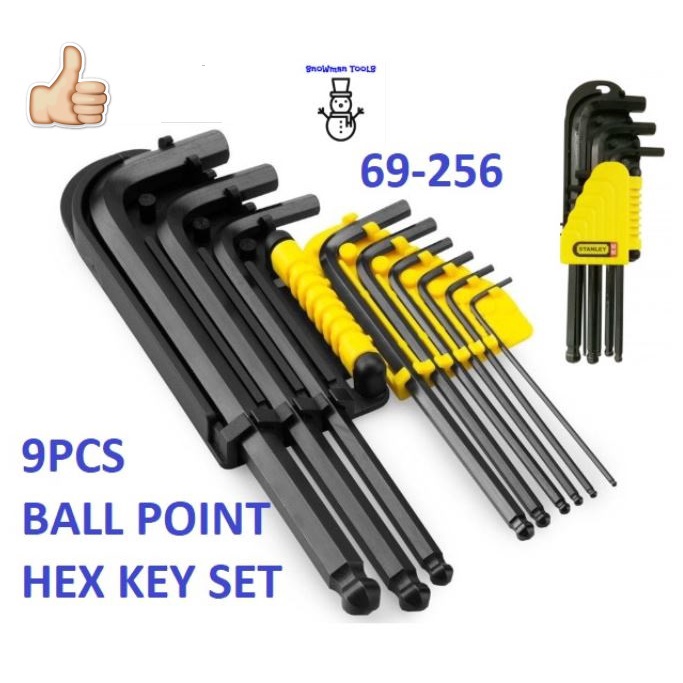 69-256 9PCS BALL POINT HEX DRIVER ALLEN KEY SET LONG ARM TIP 1.5MM-10MM ...