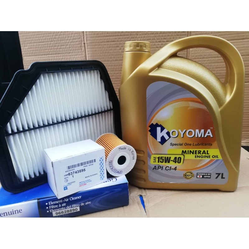 CHEVROLET CAPTIVA (petrol model) OIL FILTER + AIR FILTER + KOYOMA 15W40 ...