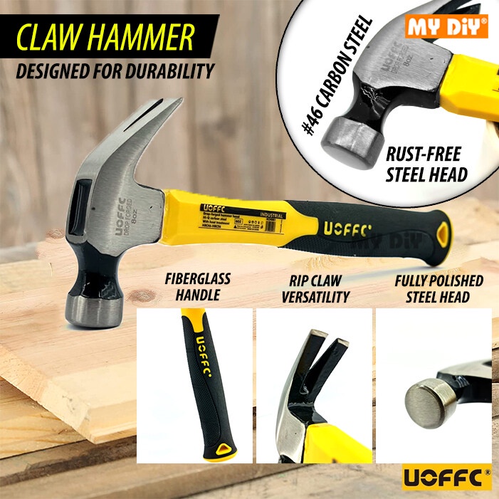MYDIYHOMEDEPOT - Claw Hammer UOFFC 8oz Claw Hammer Drop Forged Hammer ...