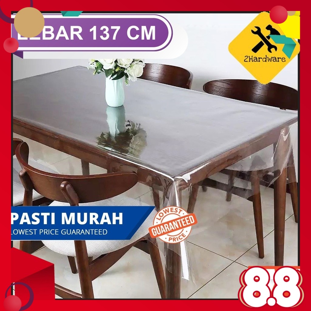 Alas Meja Plastik/Lapik Meja Tebal/PVC Clear/Jernih/Waterproof Plastic ...