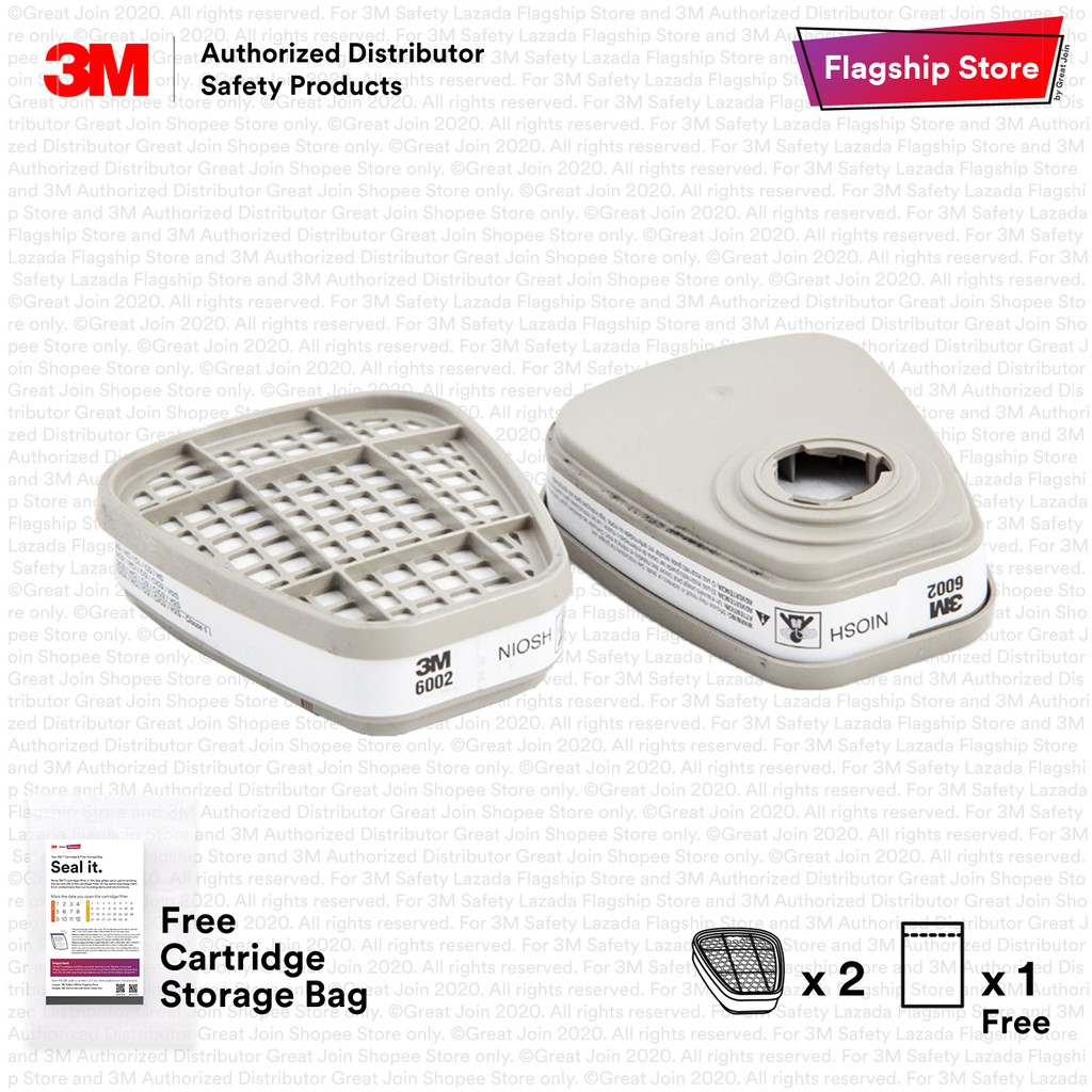 3M 6002 Acid Gas Cartridge/ AG Cartridge/ White [1 Pair] RR_ PSD ...
