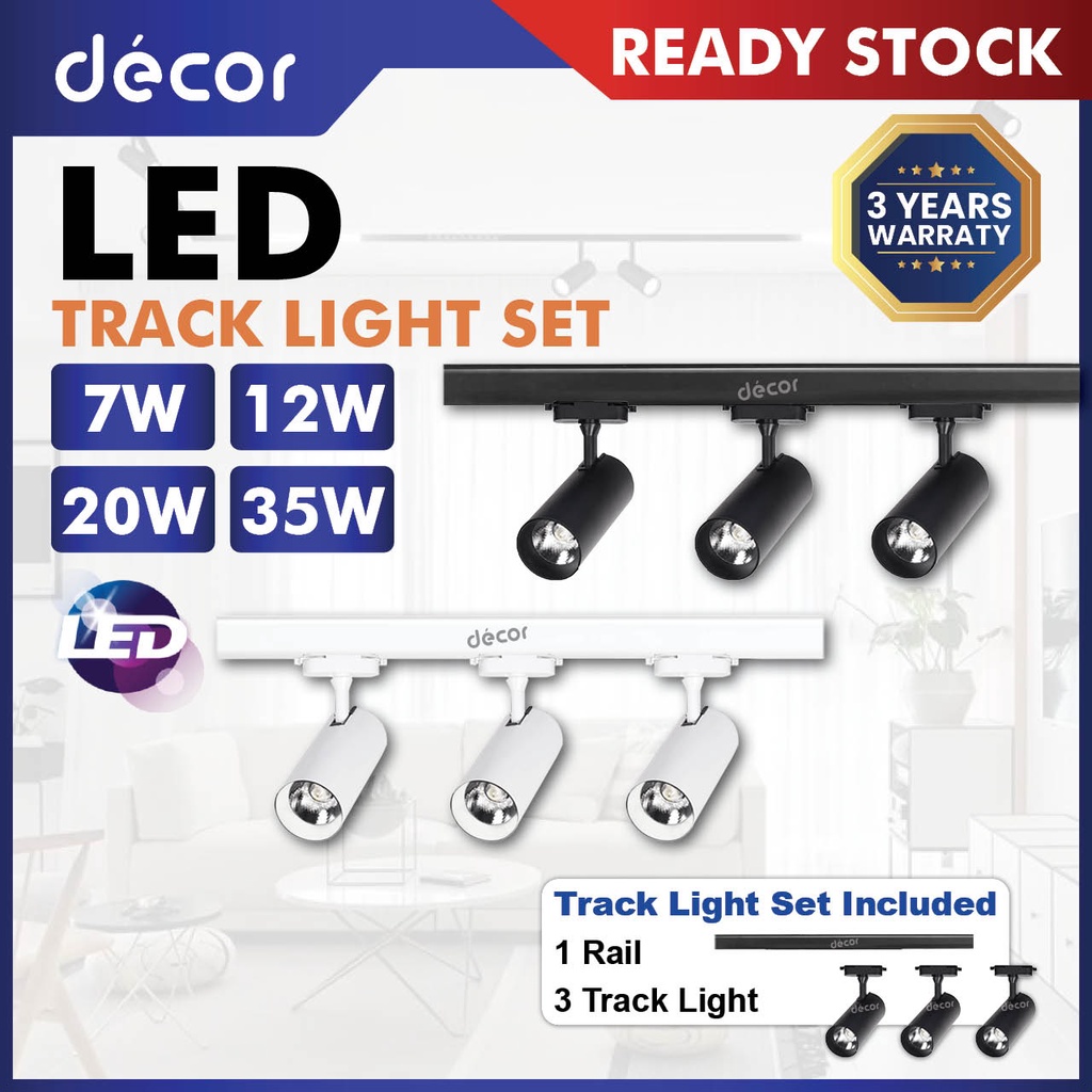 [SET] LED Track Light 7W/12W/20W/35W LED Spotlight Ceiling Track Spot ...