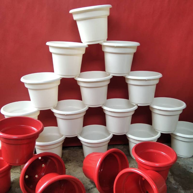 🔥Stock🔥Pasu Plastik Murah Pasu Bunga Plastik Putih Merah | Shopee Malaysia