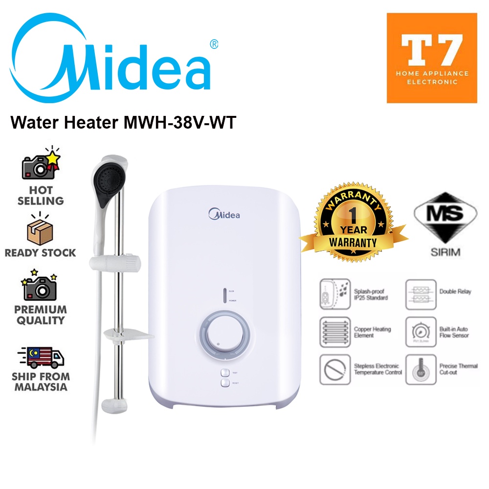 (100% Original Warranty) Midea Water Heater MWH-38V-WT with Shower Bar ...