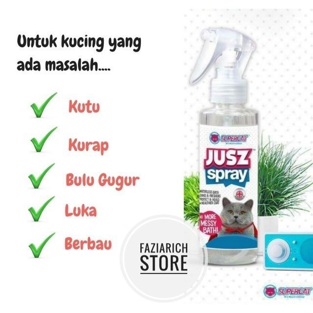 150ML Jusz Spray Ubat Kurap Kucing Anti Fungus Kutu Luka Sporo Just ...