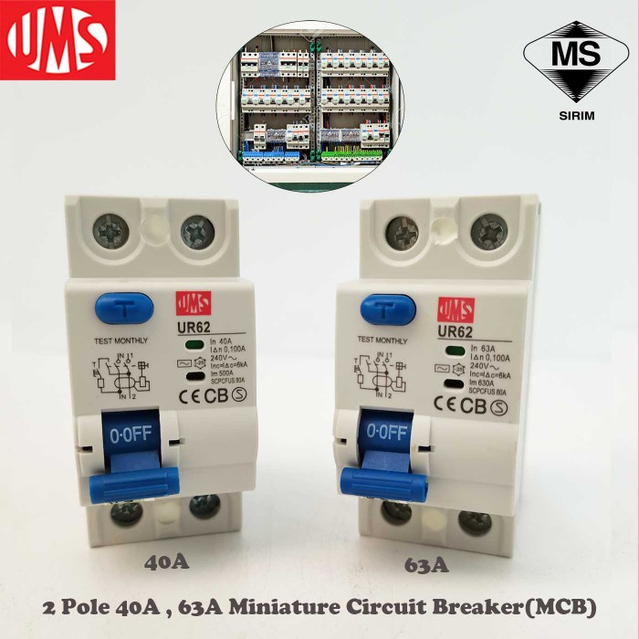 UMS ELCB 40A / 63A 2 POLE FUSE SWITCH FOR ELECTRICAL HOME PANEL FIUS ...