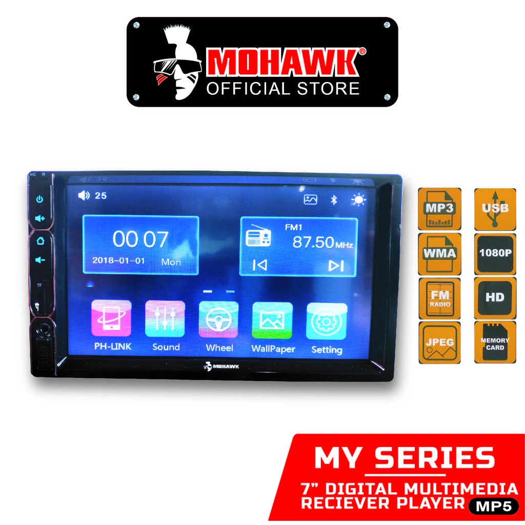 Mohawk Touch screen Car Player Bluetooth MP5 Car Stereo Audio Video ...