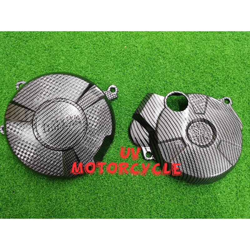 Yamaha Y15zr v1 & v2 engine side cover carbon L/R with bush Y15 ...