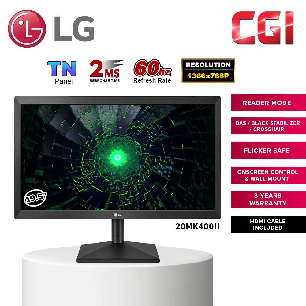 LG 19.5" 20MK400H HDMI/VGA LED MONITOR | Shopee Malaysia
