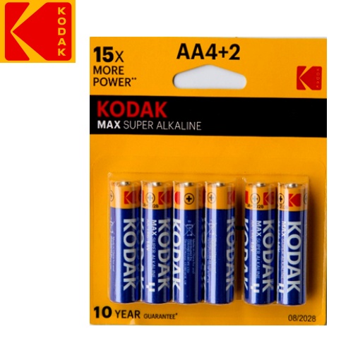 KODAK MAX ALKALINE AA / R6P(UM-3) / IMPA 792403 / MN1500 1.5V BATTERY (4+2 PACK) | Shopee Malaysia
