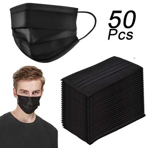 [My Ready stock] FULL BLACK Disposable Mask BFE 95% 50Pcs/Box PREMIUM ...