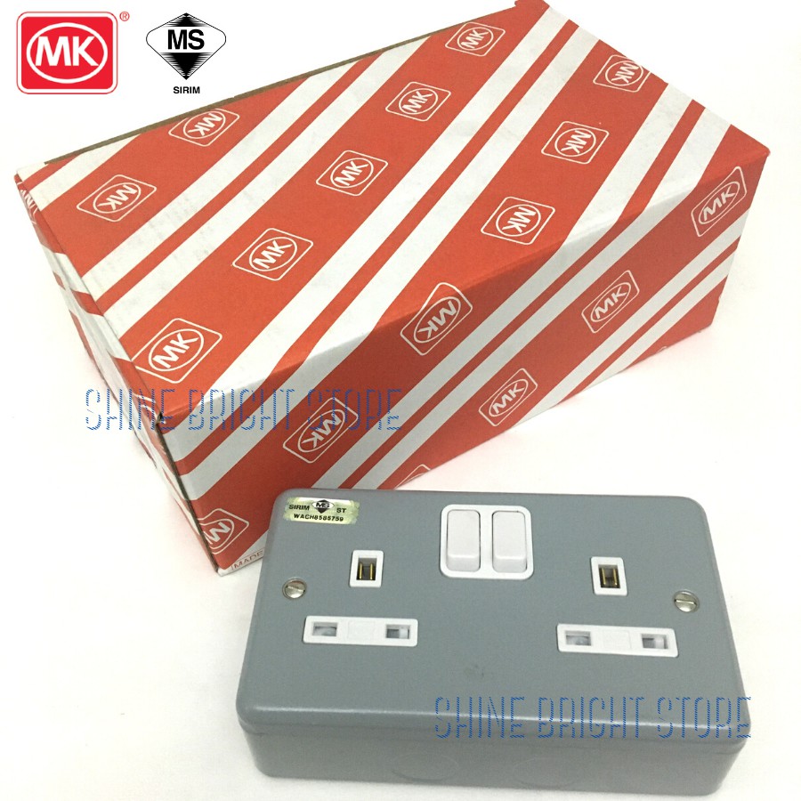 MK G2946 ALM 13A 2 Gang Metalclad Switched Socket / MK 13A SWITCH SOCKET METAL CLAD DOUBLE ...
