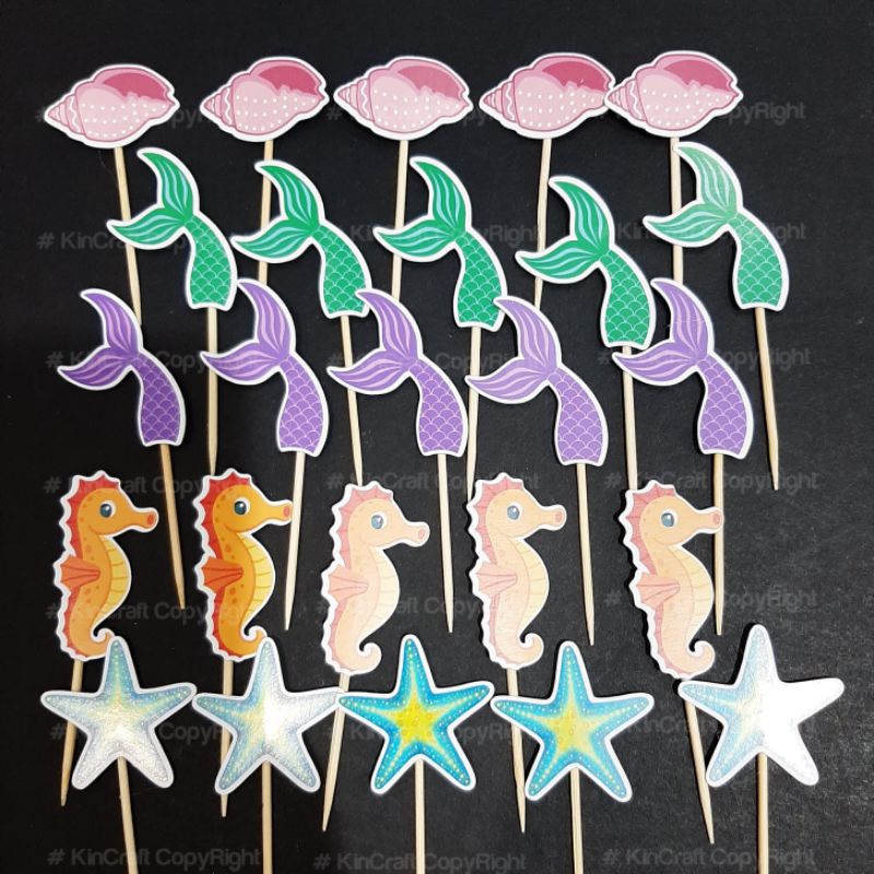 Cupcake Topper - Mermaid Tail Set A (25 pcs) | Shopee Malaysia