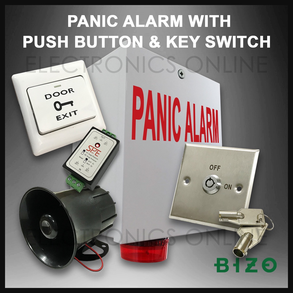 Panic Alarm with Push Button and Key Switch Emergency Alarm SOS Burglar ...
