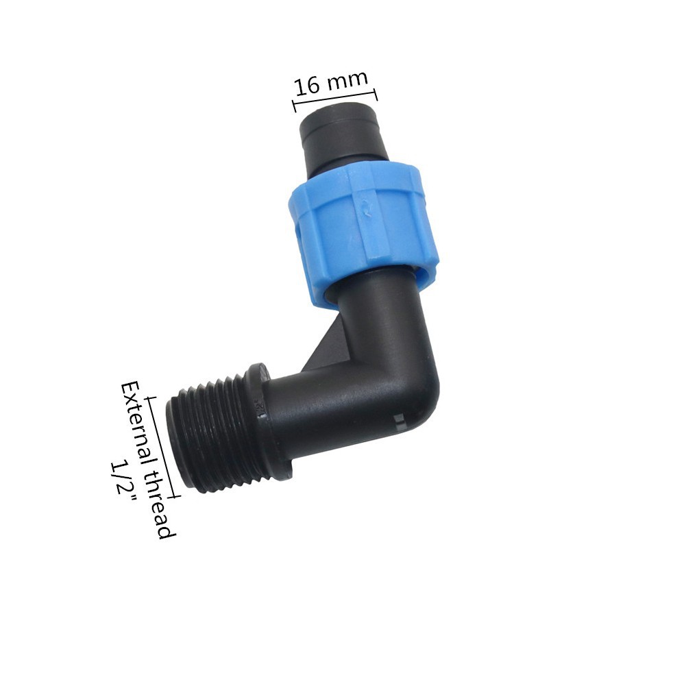 16mm Thread Lock Connector 1/2" Male thread Elbow Connector for Drip ...