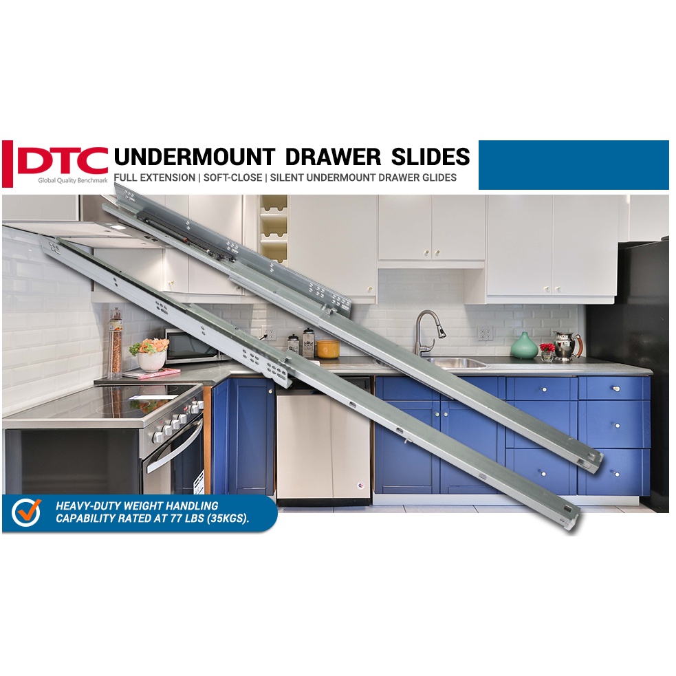 ReadyStock~ UNDERMOUNT EXTENSION DRAWER SLIDE WITH SOFT CLOSE RAIL LACI ...
