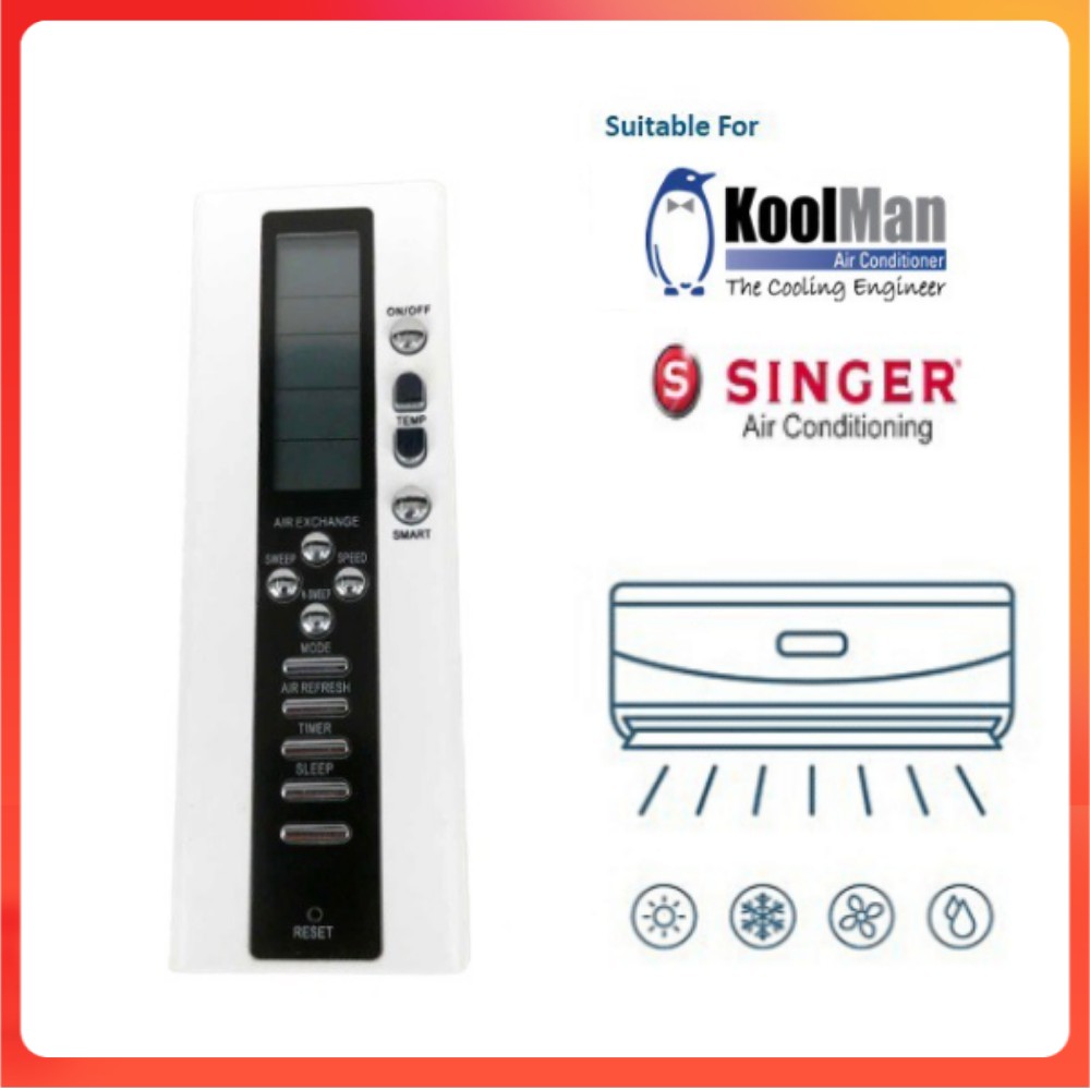 KOOLMAN / SINGER AIR CONDITIONER REMOTE CONTROL REPLACEMENT KK-28E ...