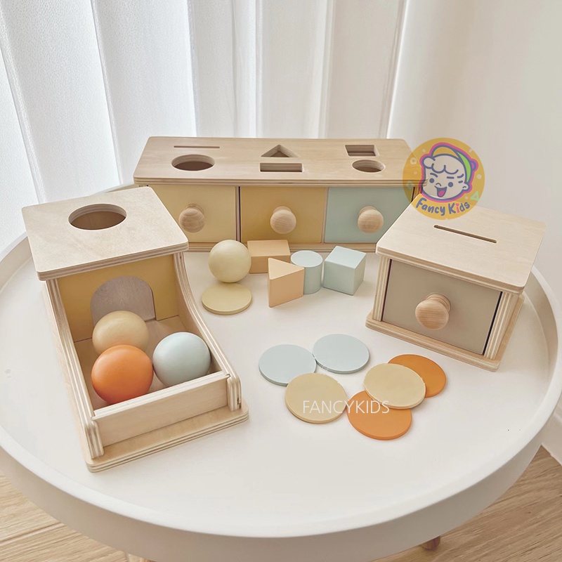Montessori Wooden Sensory Toys/Coin Box Ball Box Permanence Object Box ...