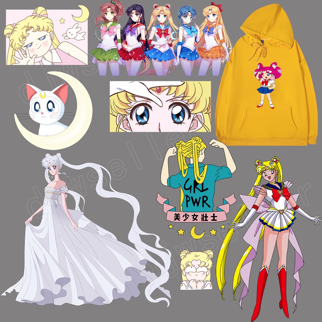 Sailor Moon Vinyl Heat Transfer Patches Girls Clothes Applique Tsukino ...