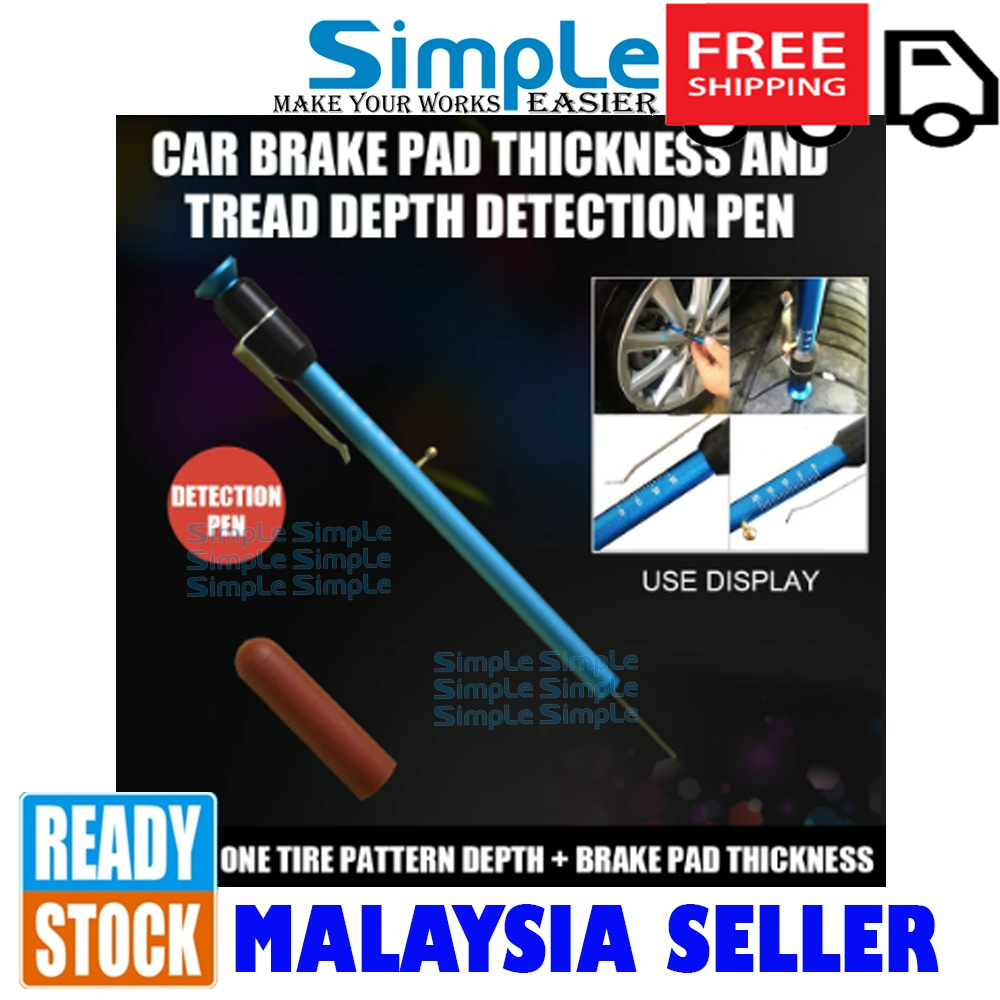 2 IN 1 Brake Pads Thickness Gauge Tire Tread Depth Measuring Checking ...