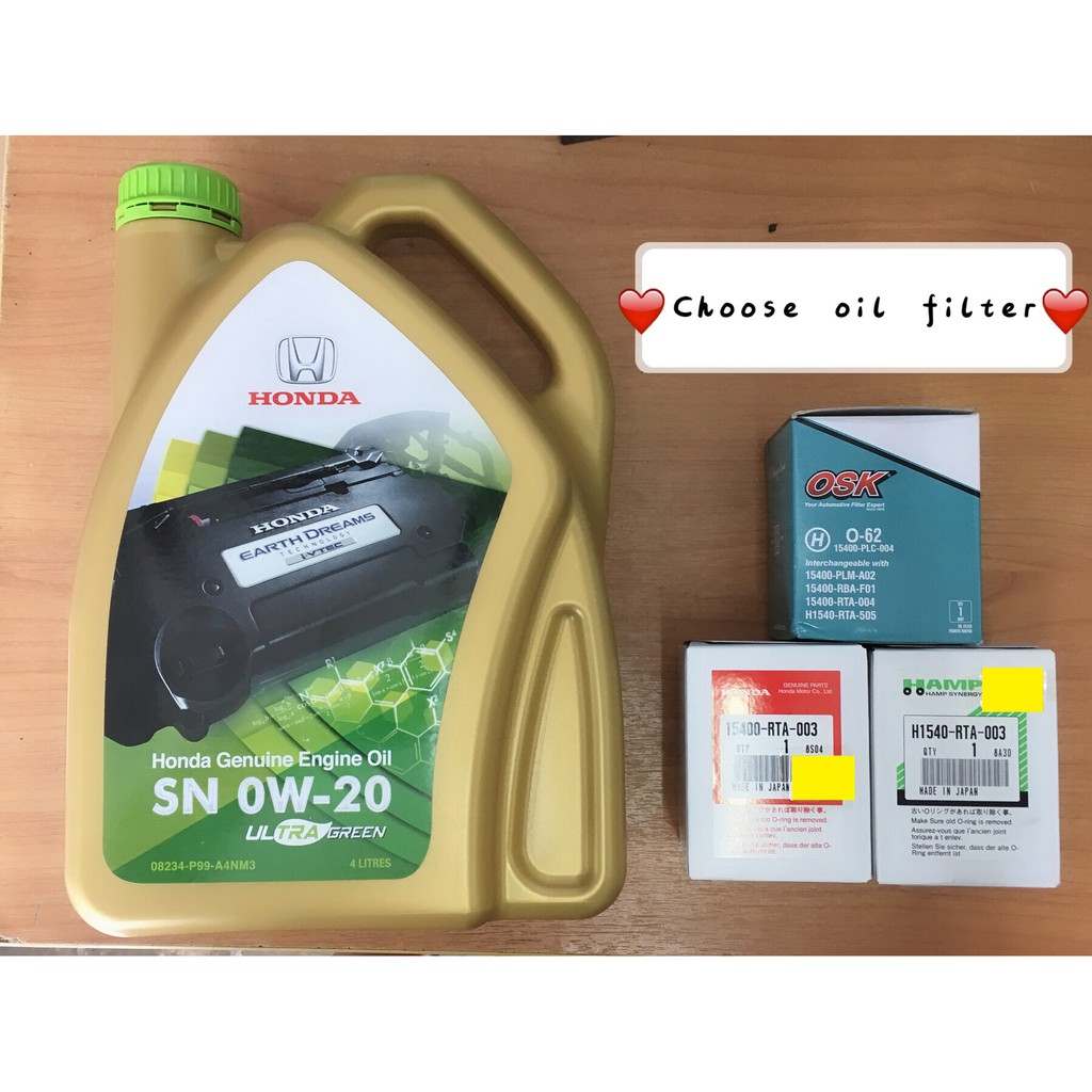 ENGINE OIL HONDA FULLY SYNTHETIC SN 0W-20 ULTRA GREEN 4LITRE | Shopee ...