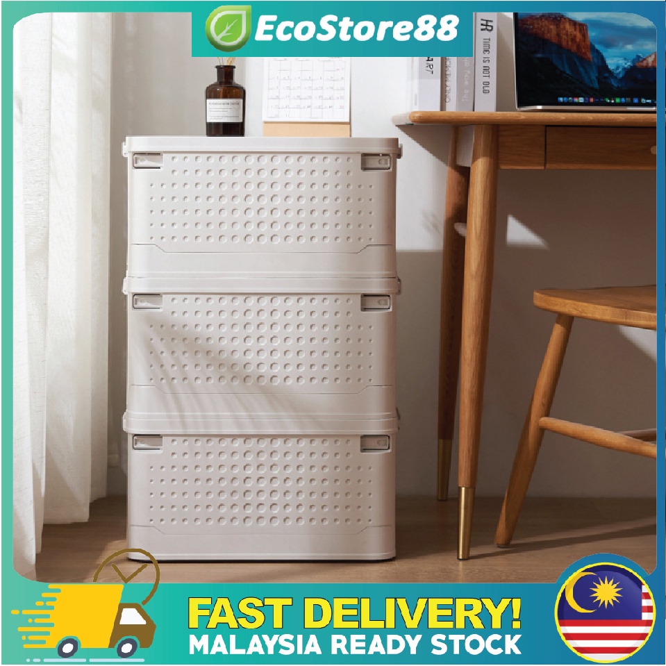 Japanese Style Plastic Foldable Storage Box With Cover Storage ...
