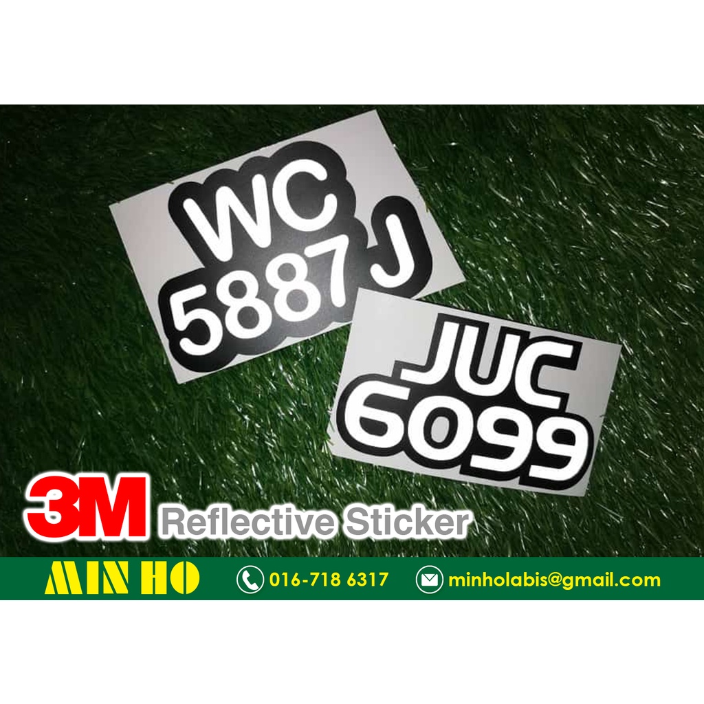 Number Plate Motorcycle 3M White Reflective Sticker (Custom Design ...