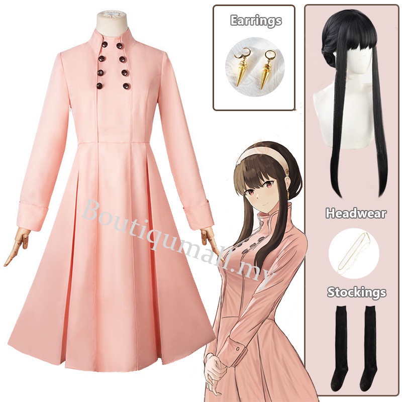 Anime Spy X Family Yor Forger Cosplay Costumes Pink Dress Long Wig ...