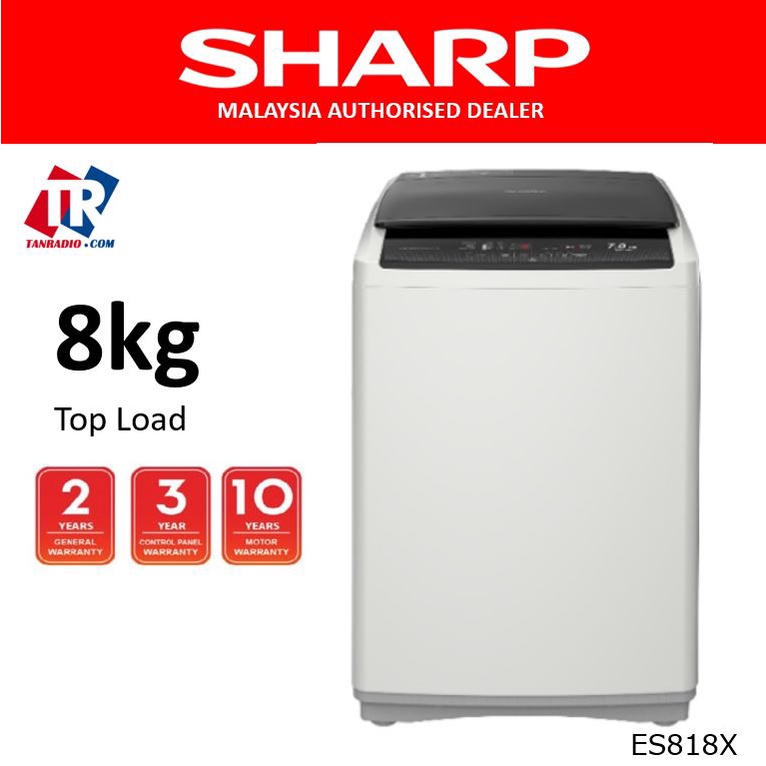 Sharp ( ES818X ) 8KG Fully Auto WASHER Washing Machine Top Load - MESIN ...