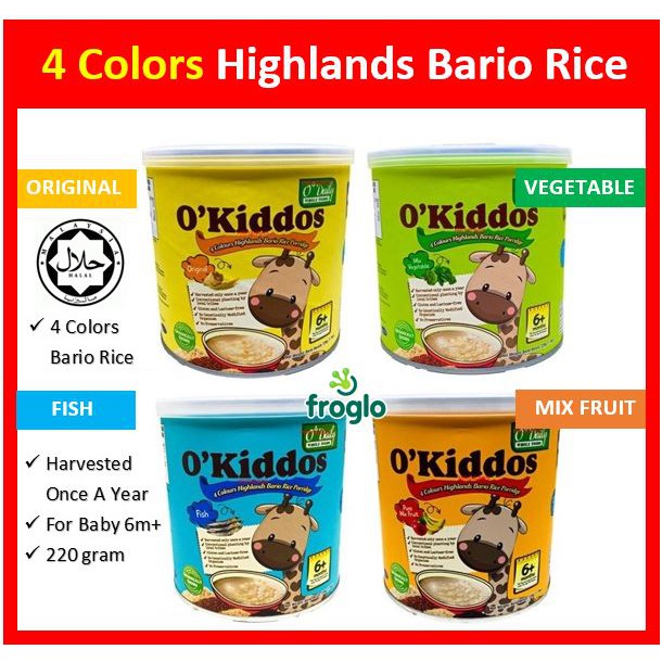 O'Kiddos Highlands Bario Rice Porridge Cereal 220g For Baby 6m+ | BeeCost