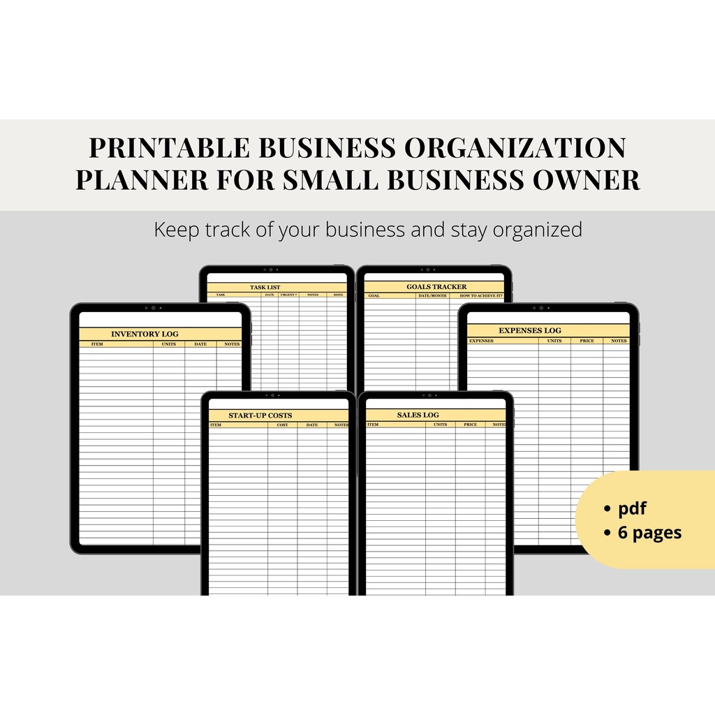 Printable Business Organization Planner for Small Business Owner, start ...