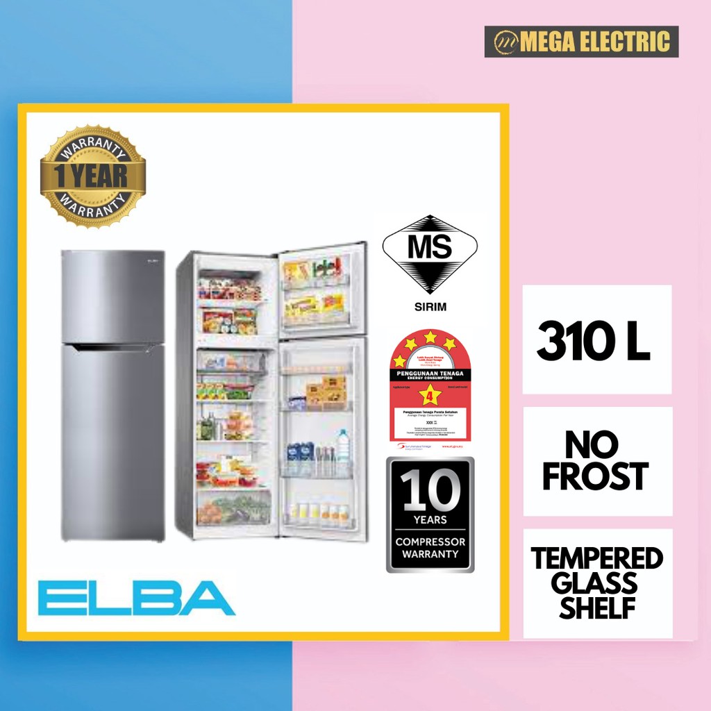 ELBA ITALY ULTIMO 2-DOOR REFRIGERATOR (310 L) ER-G3125(SV) | PETI SEJUK ...