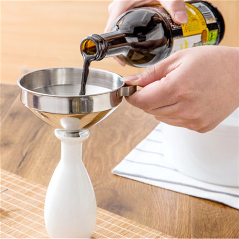Big Stainless Steel Funnel Kitchen Oil Liquid Metal Funnel Wide Mouth ...