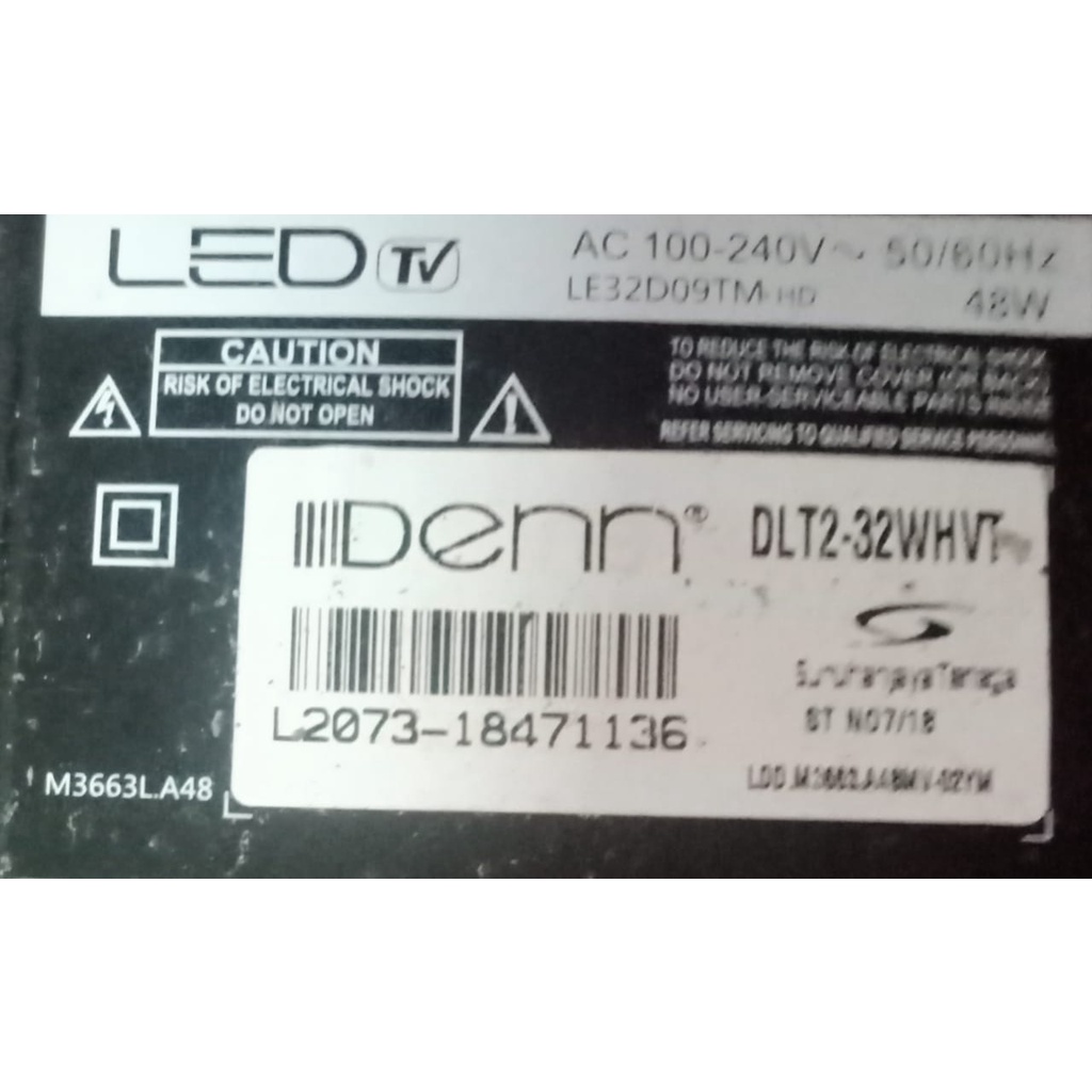 PART TV USED DENN LED TV DLT2-32WHVT (LE32D09TM) | Shopee Malaysia