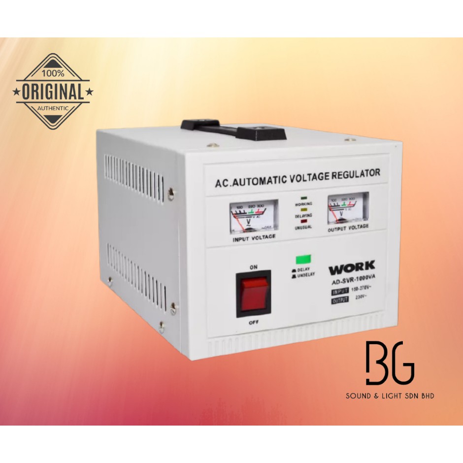 WORK SVR1000 1000VA AVR Automatic Voltage Regulator (Servo Motor Type ...