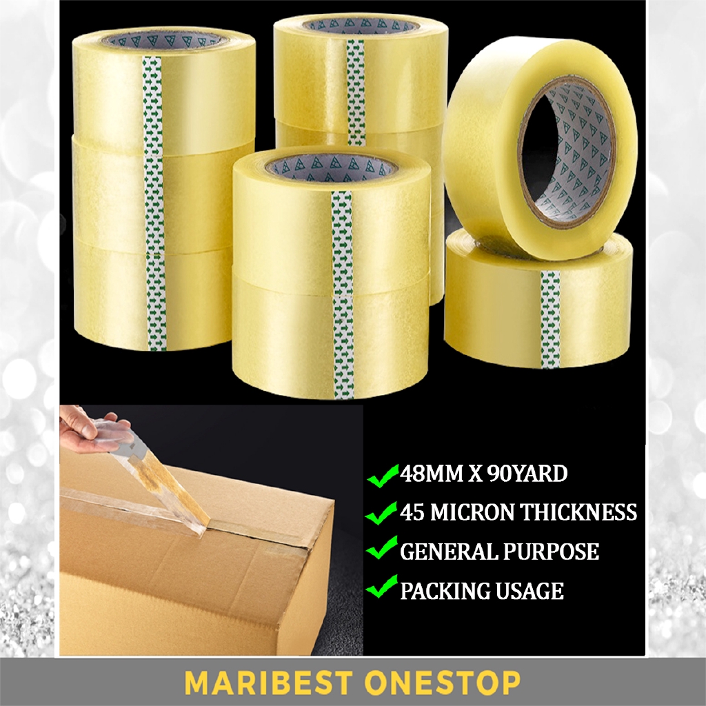 48mm X 90 Yard Transparent Packing Tape Multipurpose OPP Tape | Shopee ...