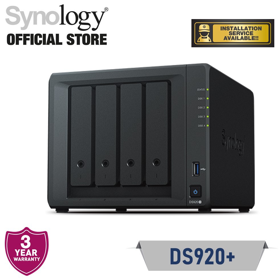 Synology DS920+ NAS DiskStation 4-Bays NAS Data Backup Storage with ...