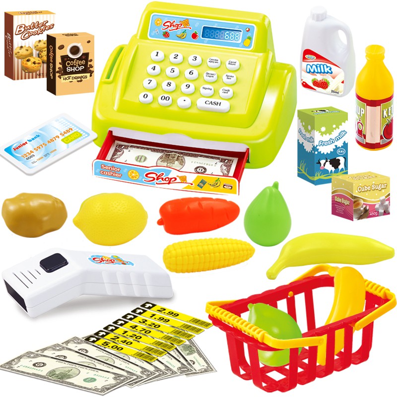 Ready Stock Cash Register Set Pretend Kids Toys Supermarket Cashier ...