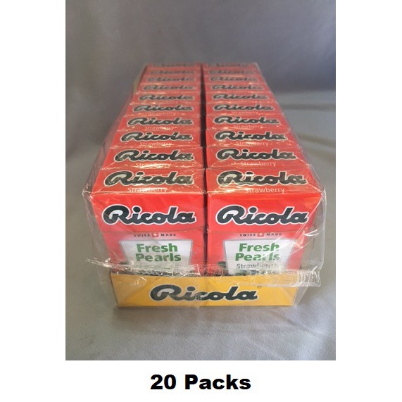20 Packs Ricola Sugar Free Fresh Pearls Strawberry Chewy Refreshment 25g Each HALAL (LOCAL READY ...