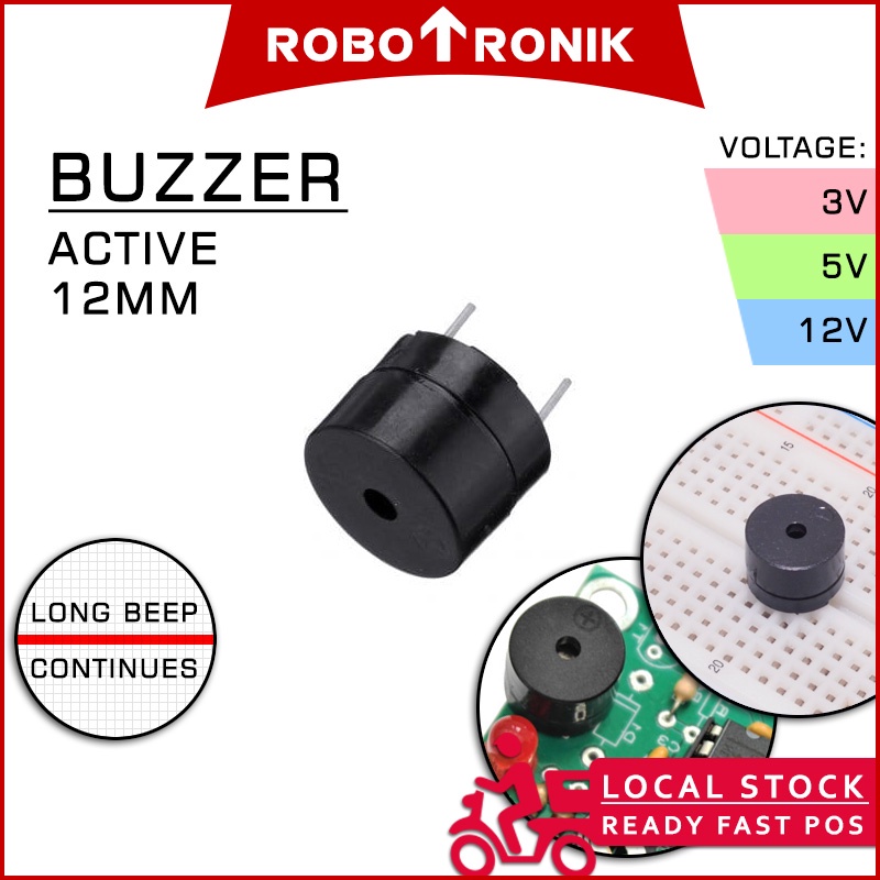 Active Buzzer Mini - Long Beep Continues 3V 5V 12V (12mm) for PCB ...