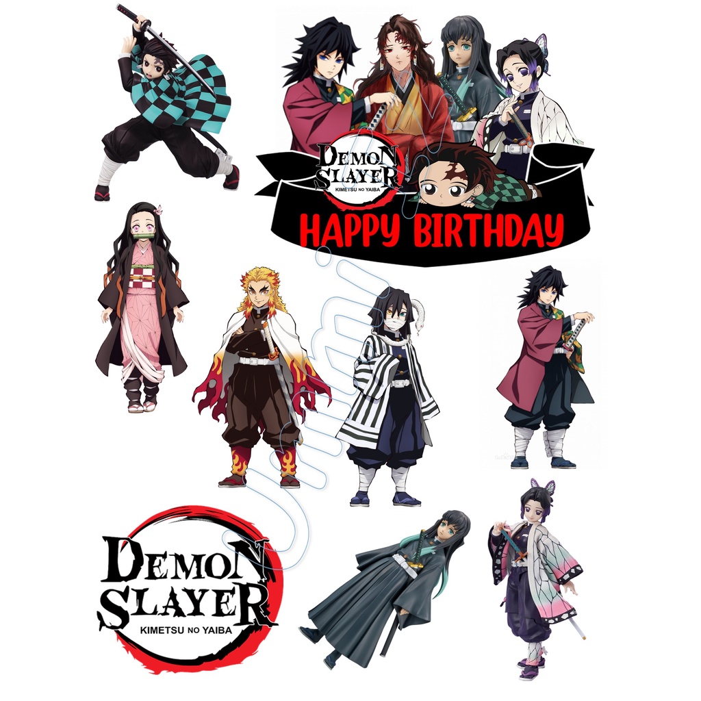Happy Birthday Topper Cake DEMON SLAYER (CUSTOM NAME) | Shopee Malaysia