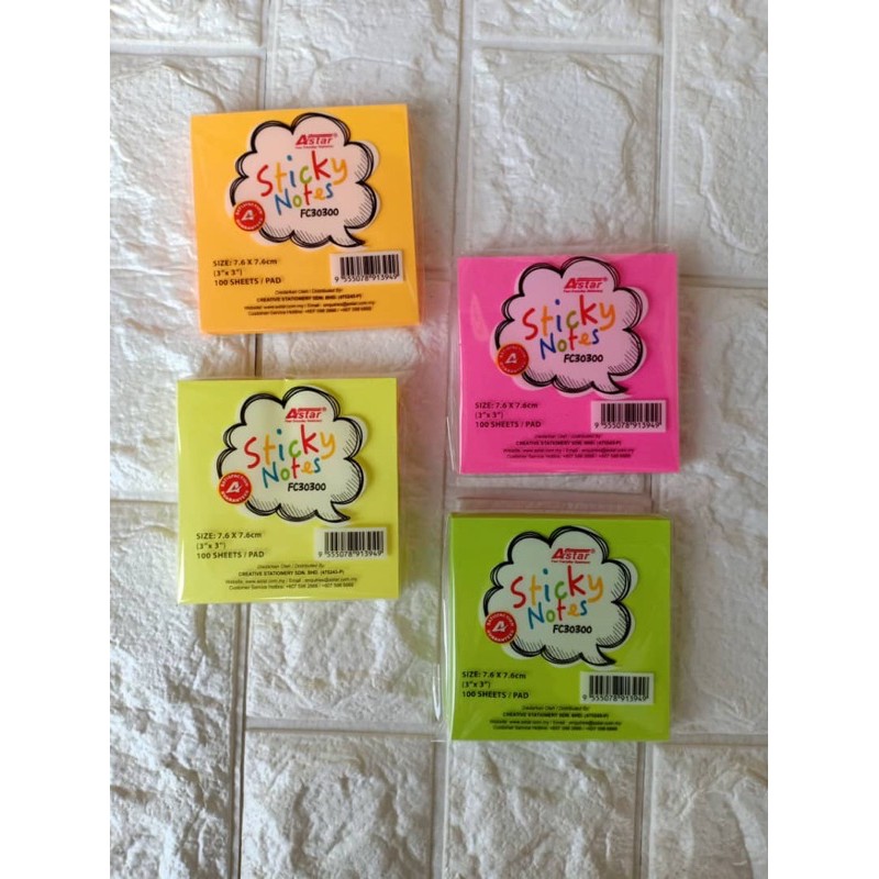 Astar sticky note 3X3/stick note 100sheets | Shopee Malaysia